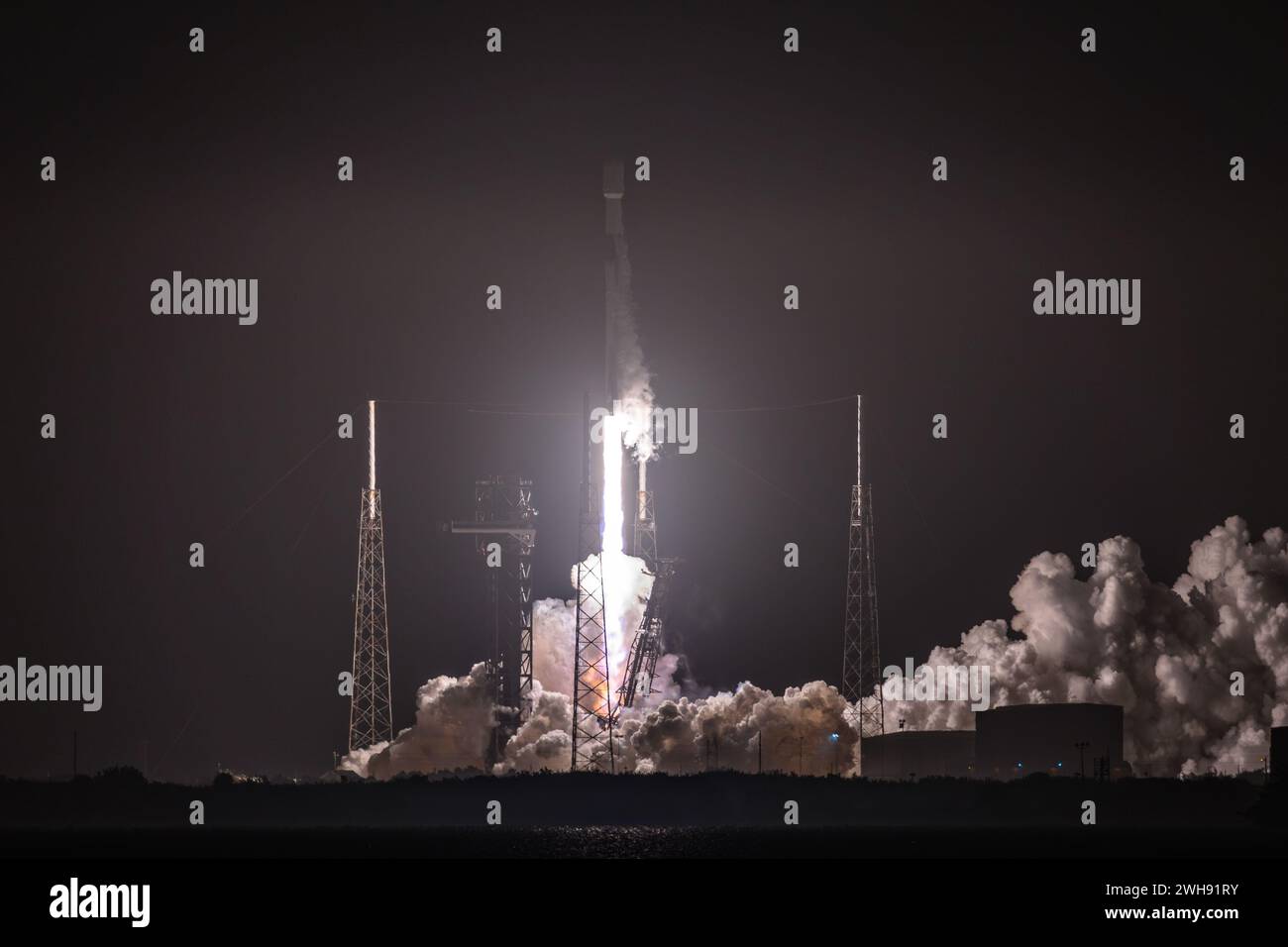 A Falcon 9 rocket supporting the PACE mission launches from Space ...