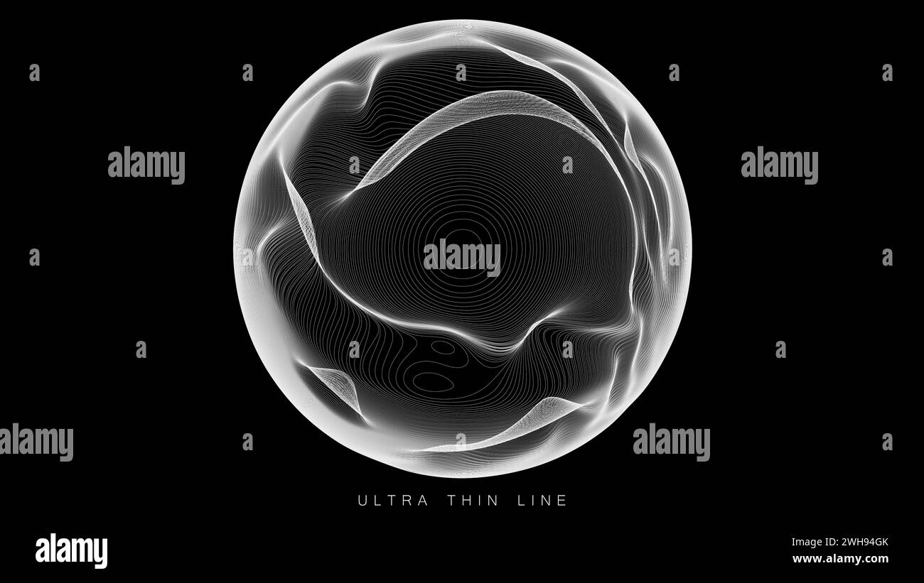 Ultra thin line fluid geometry. Dynamic vector distorted spheres Stock ...