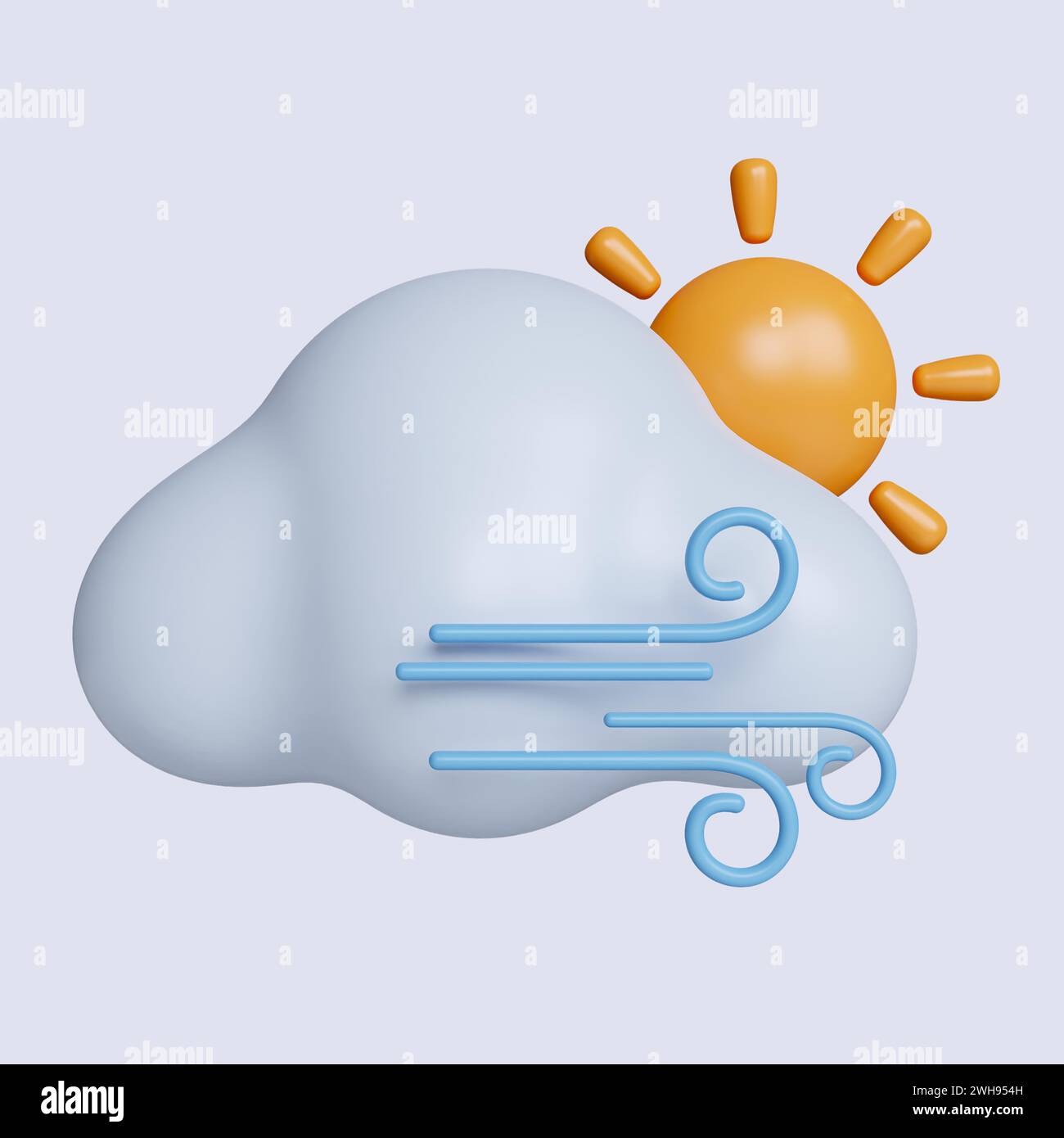 3d weather. cloud with wind and sun. icon isolated on gray background ...