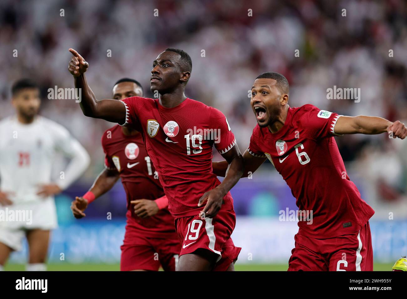 Doha, Qatar. 7th Feb, 2024. Almoez Ali, Abdulaziz Hatim (QAT) Football ...