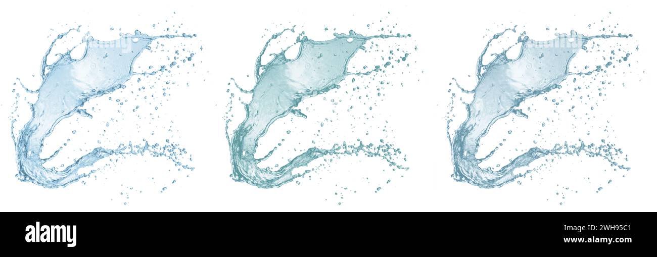 Illustration of water splash with curved flow in 3 different shades ...