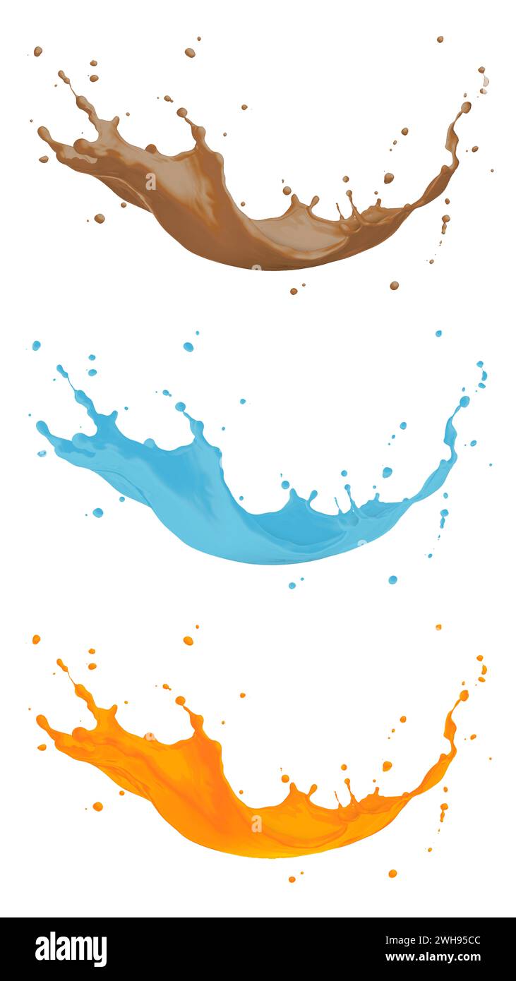 Illustration of liquid splash with curved flow in blue, orange and ...