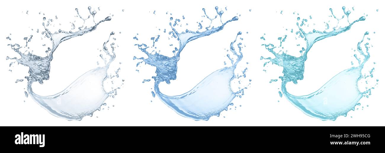 Illustration of water splash with curved flow in 3 different shades ...