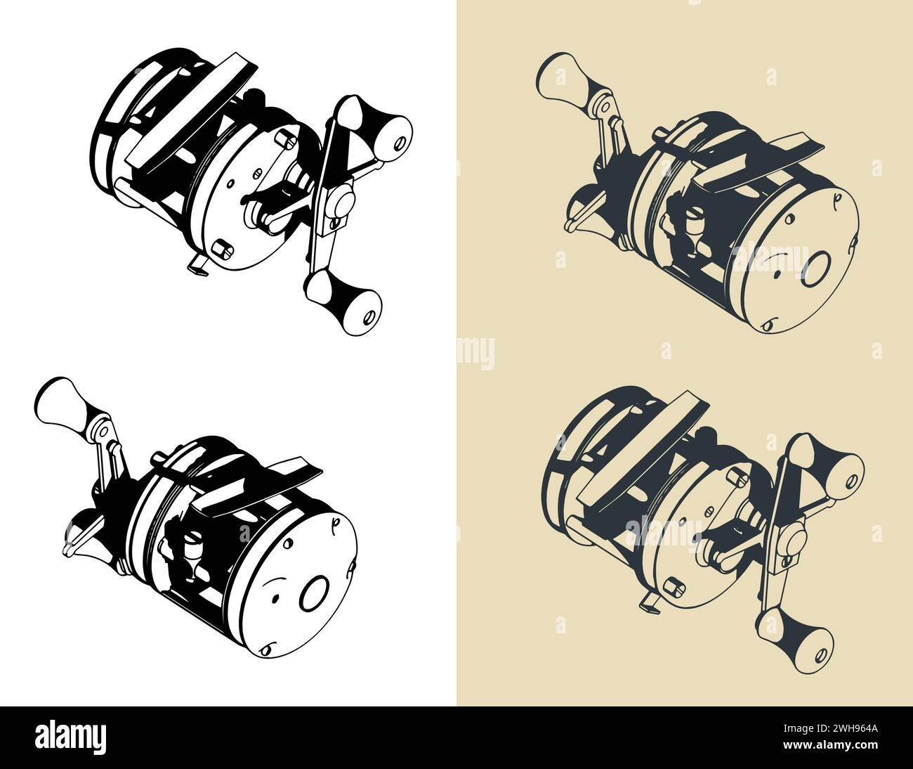 Stylized vector illustrations of fishing reel Stock Vector Image & Art ...