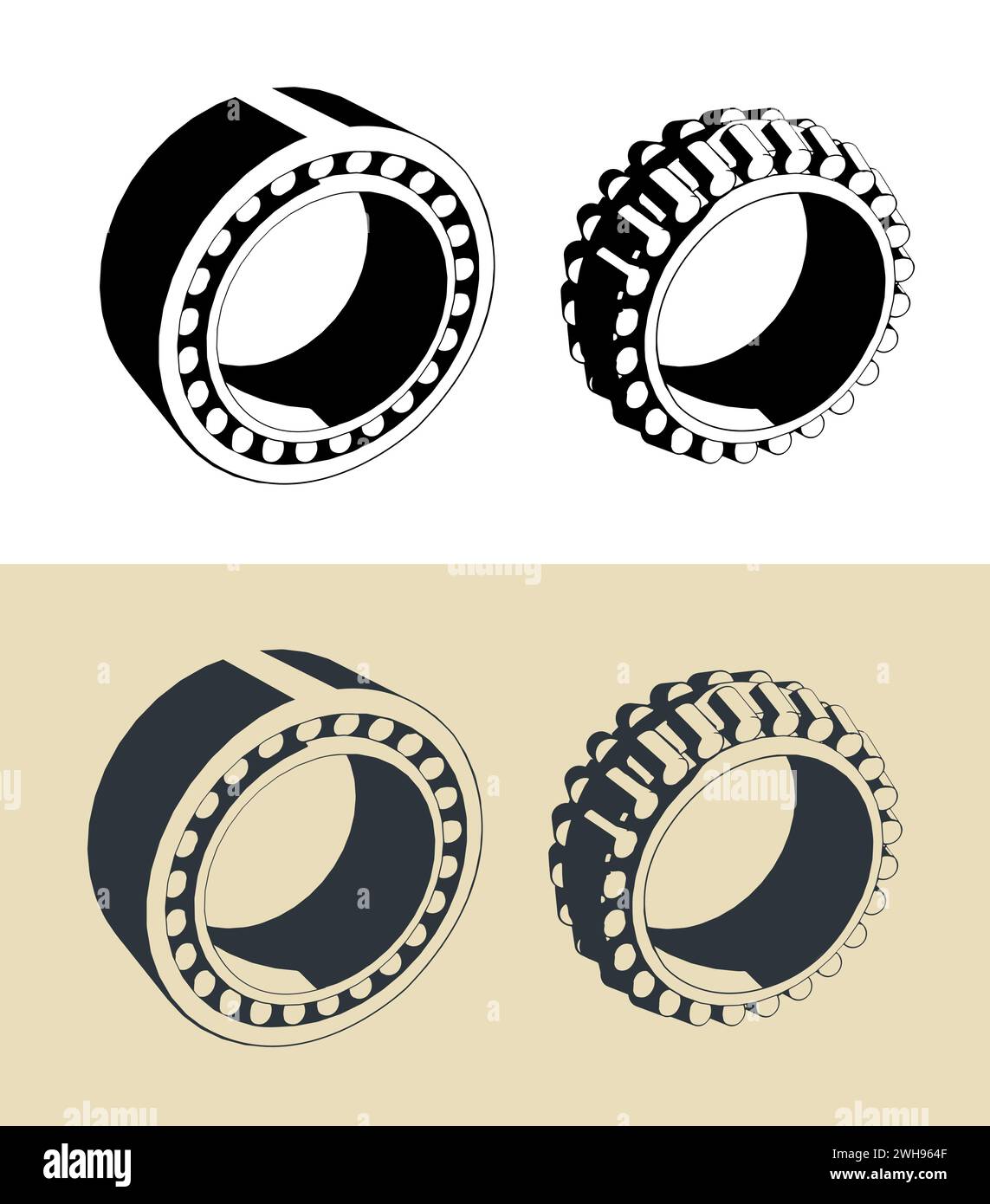 Double row ball bearing Stock Vector Images - Alamy