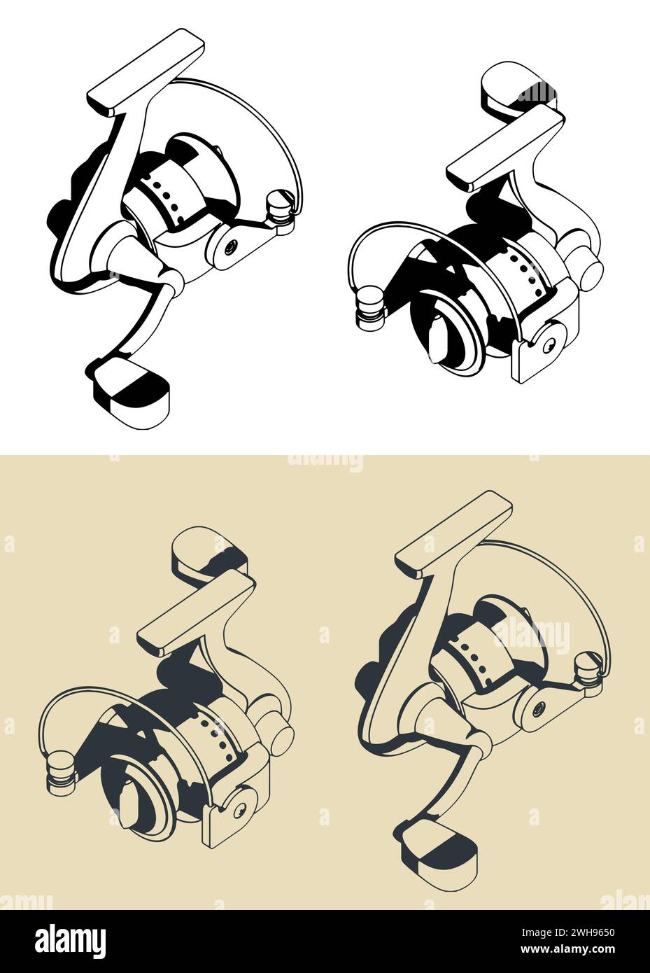 Stylized vector illustrations of fishing reel Stock Vector Image & Art ...