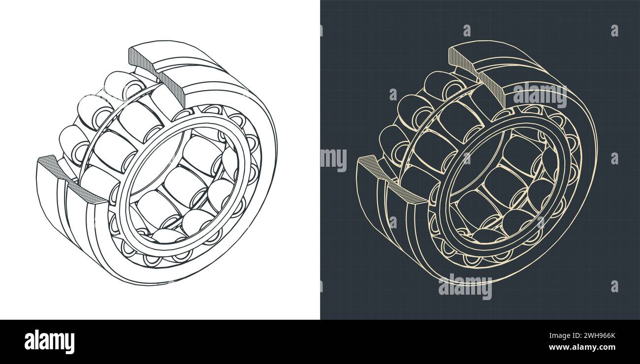 Stylized vector illustration of an isometric cutaway blueprints of a ...