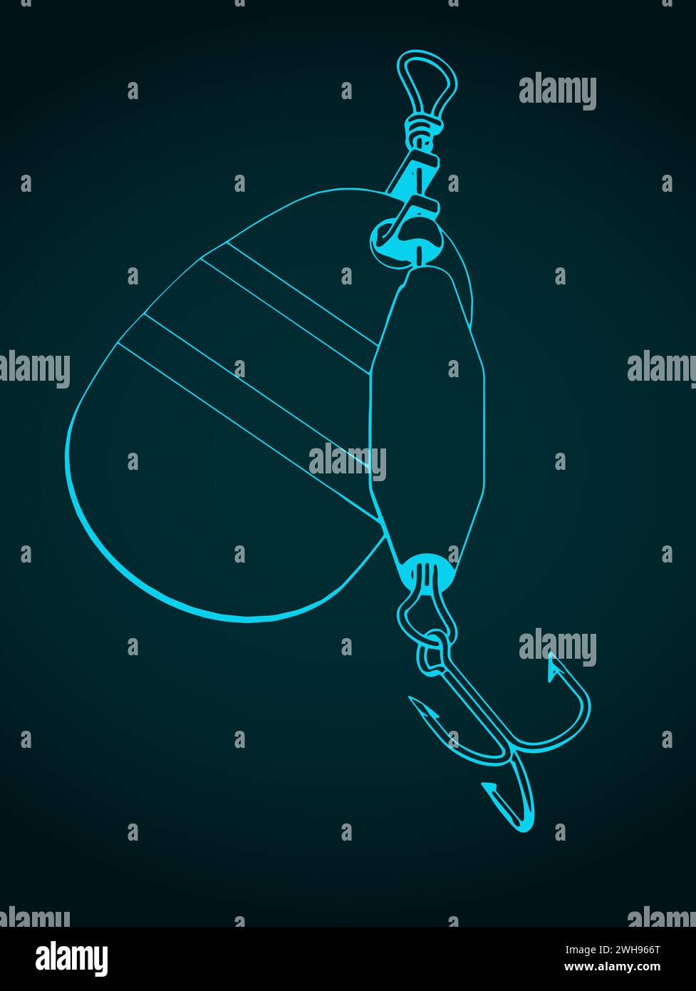 Stylized vector illustration of blueprint of fishing lure Stock Vector ...