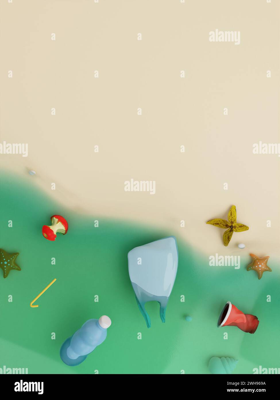 3d Recyclable waste on beige background. waste management recycling ...