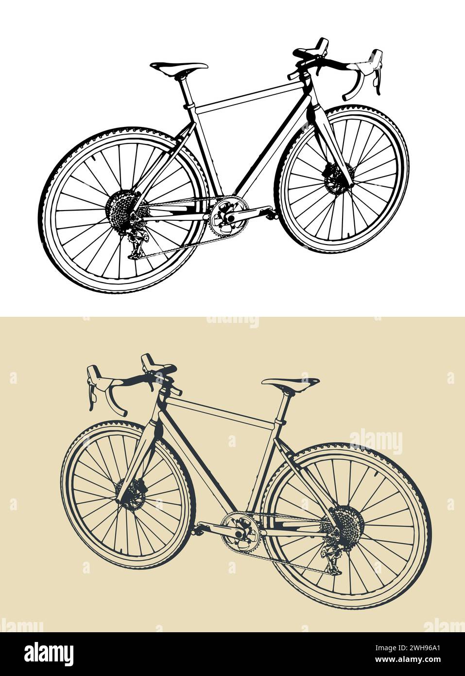 Stylized vector illustration of a classic road bike Stock Vector Image ...