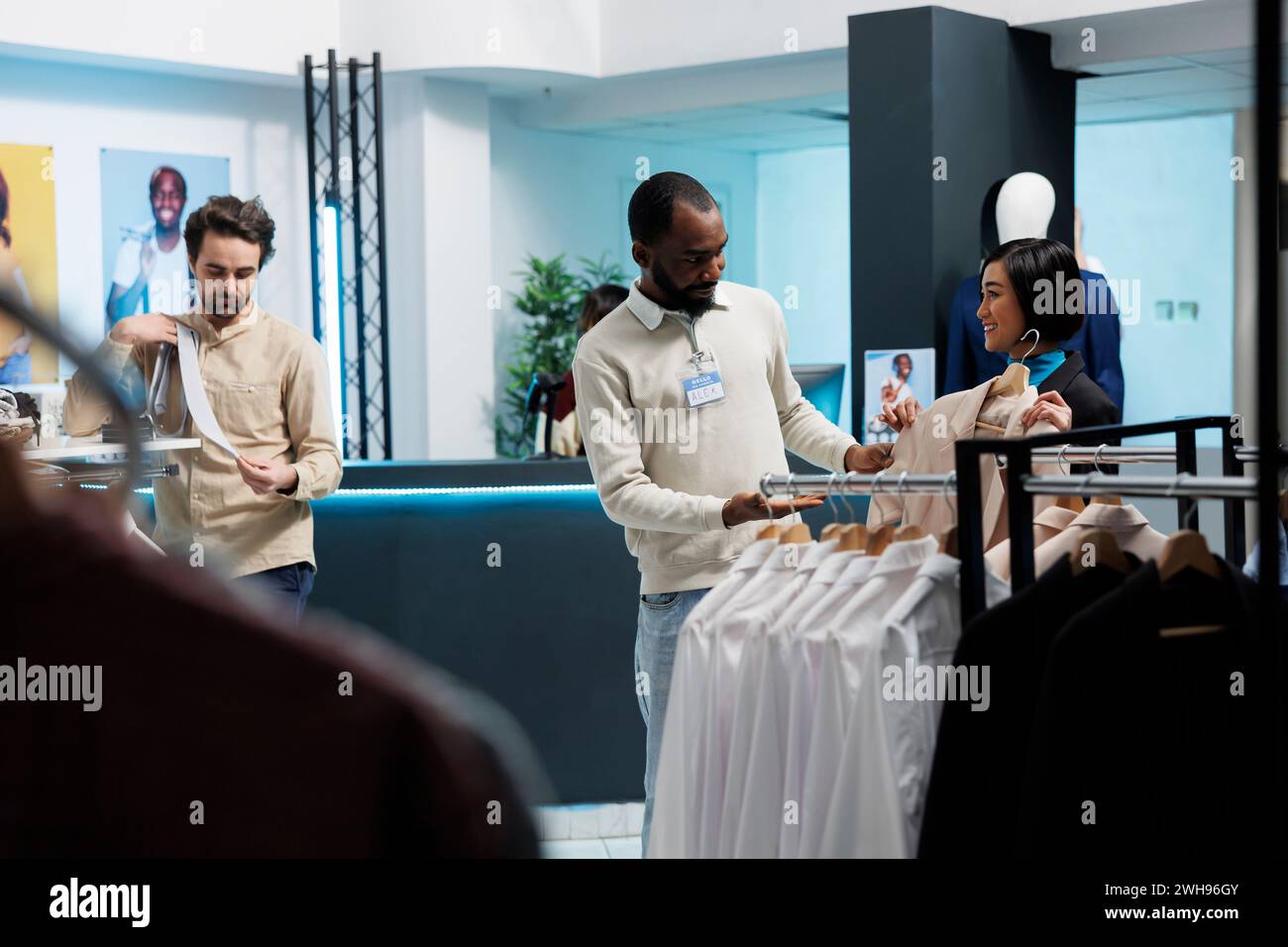 African american woman checking hanger hi-res stock photography and ...