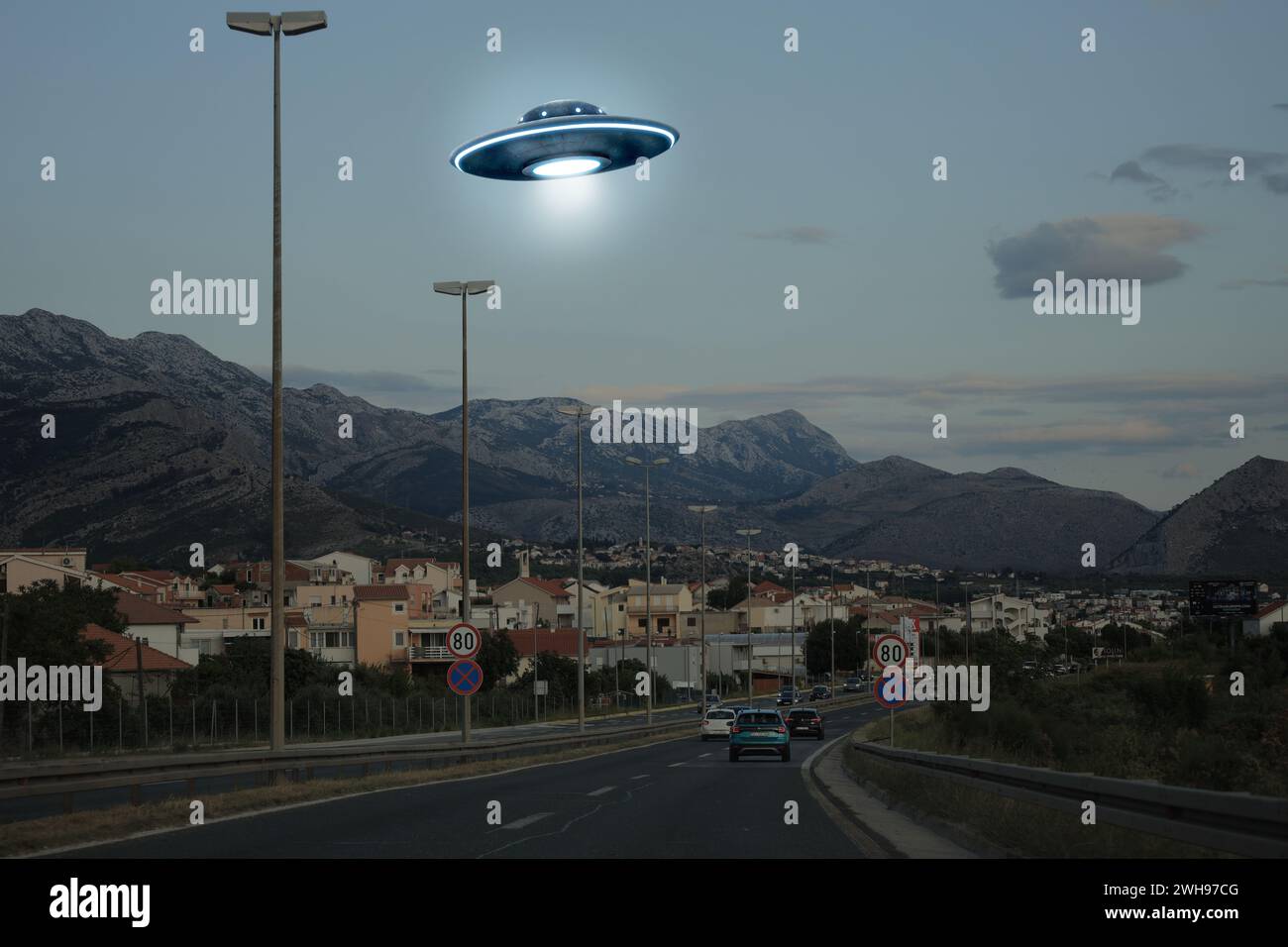 Flying town illustration hi-res stock photography and images - Alamy