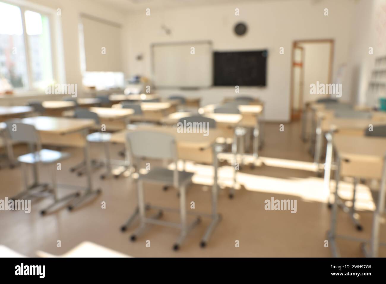 Blurred view empty classroom hi-res stock photography and images - Alamy