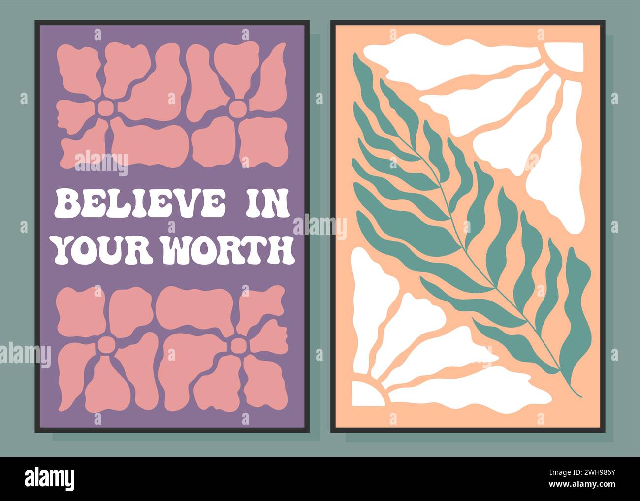 Hand drawn delicate motivational posters. Believe in yourself. Vector ...