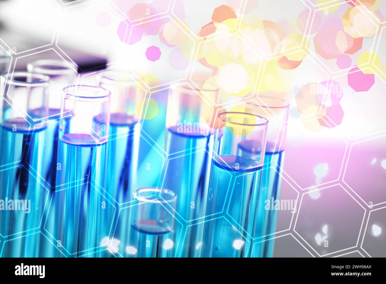 Many test tubes with samples, closeup. Laboratory glassware Stock Photo ...