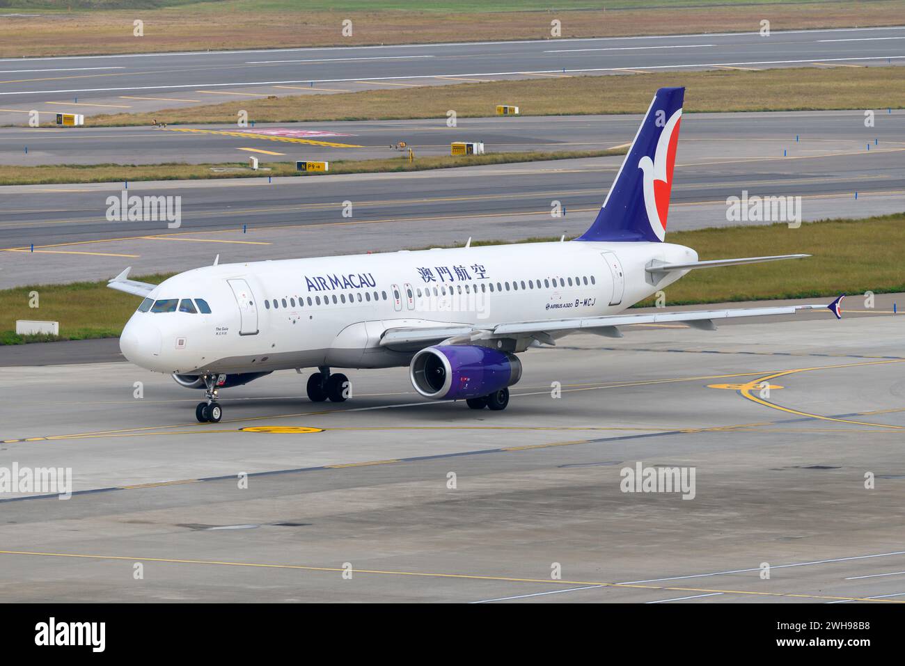 Air Macau Airbus A321 aircraft taxiing. Airplane in Air Macau livery ...