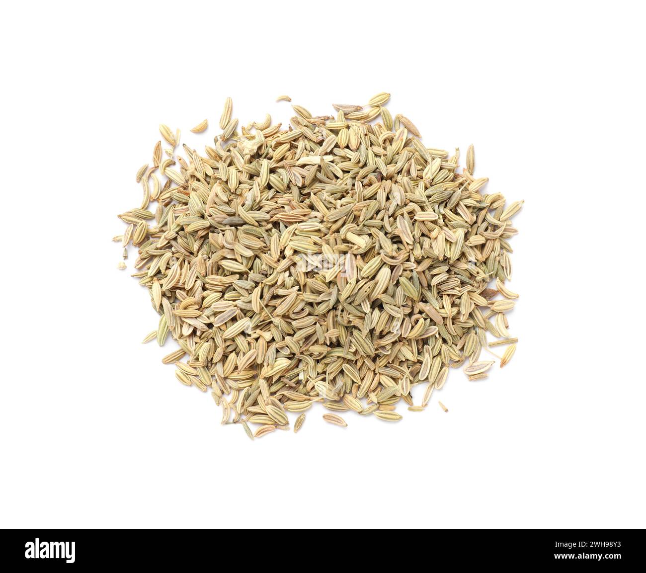 Pile of dry fennel seeds isolated on white, top view Stock Photo - Alamy