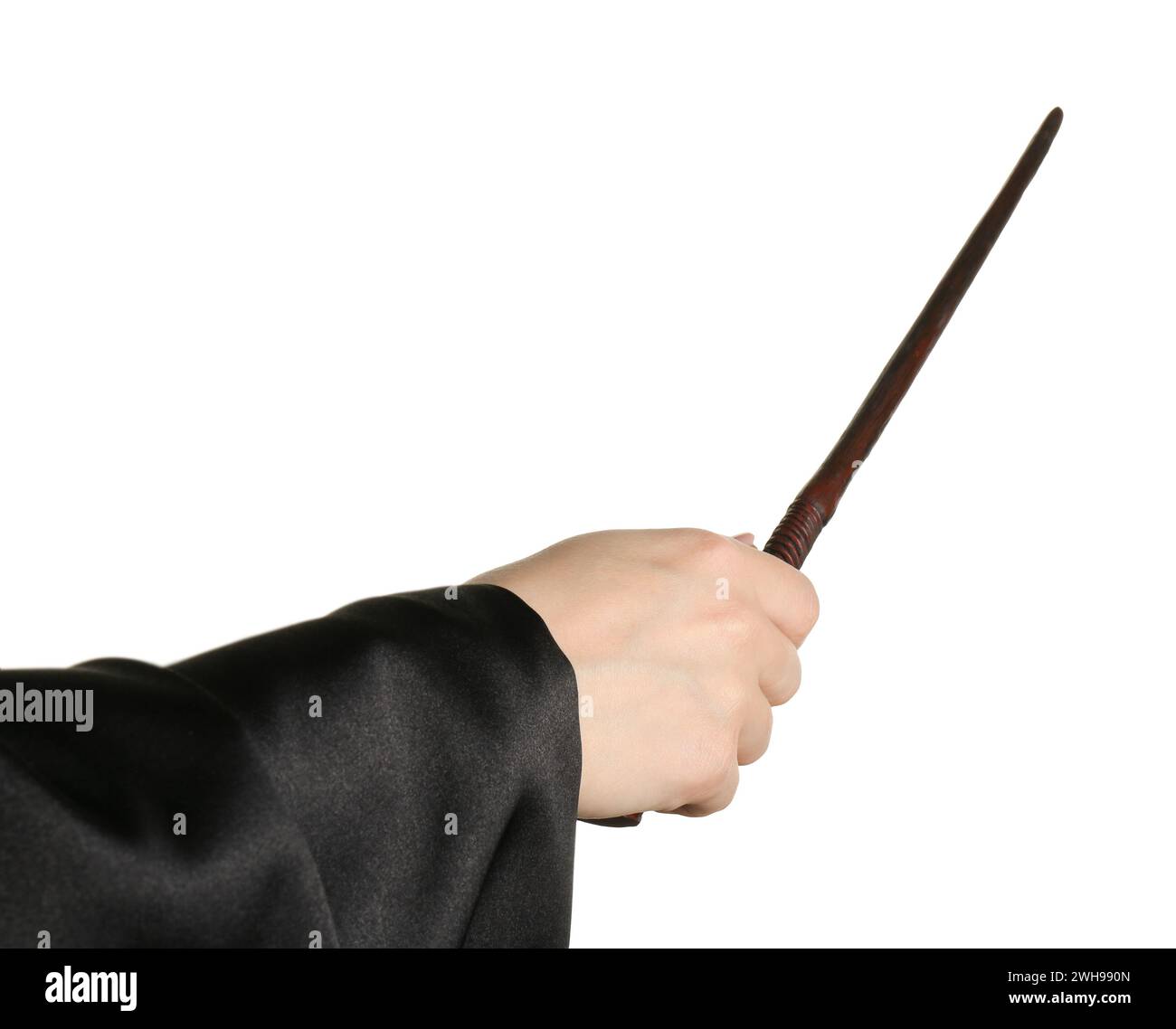 Wizard holding magic wand on white background, closeup Stock Photo - Alamy