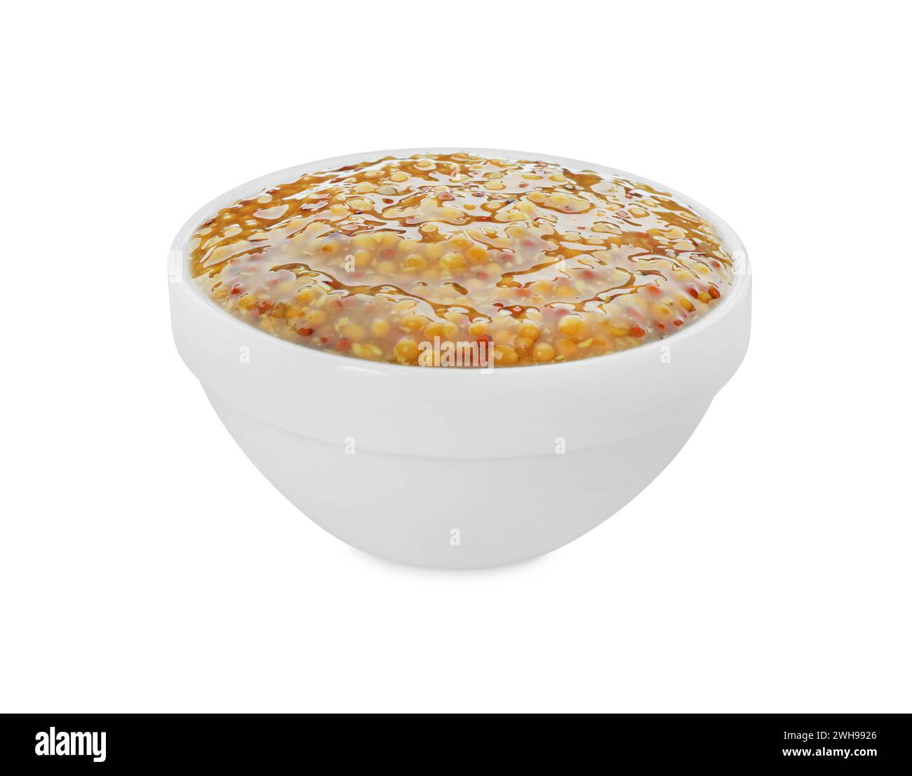 Fresh whole grain mustard in bowl isolated on white Stock Photo - Alamy