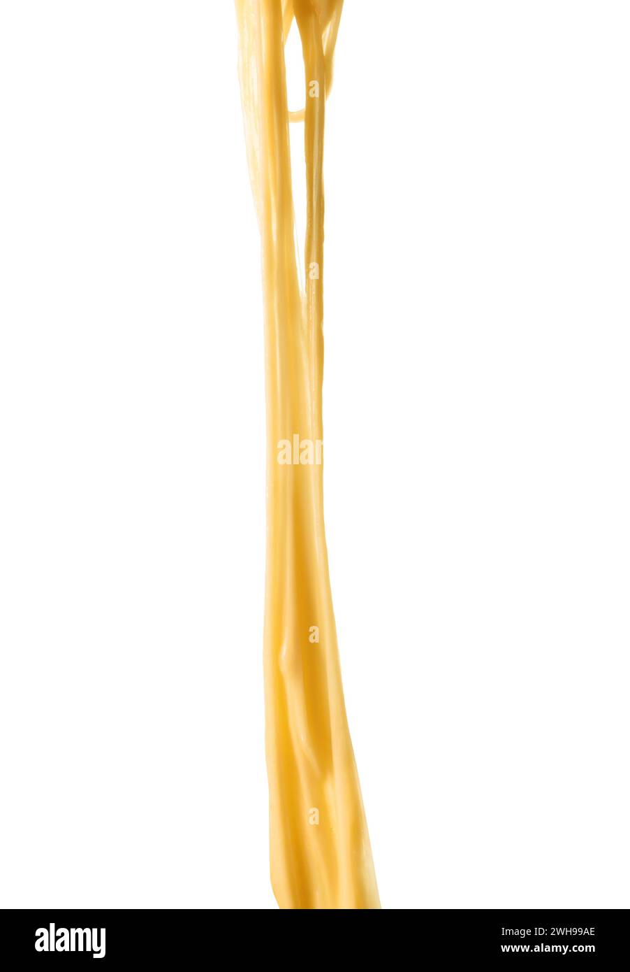 Stretching delicious melted cheese isolated on white Stock Photo - Alamy