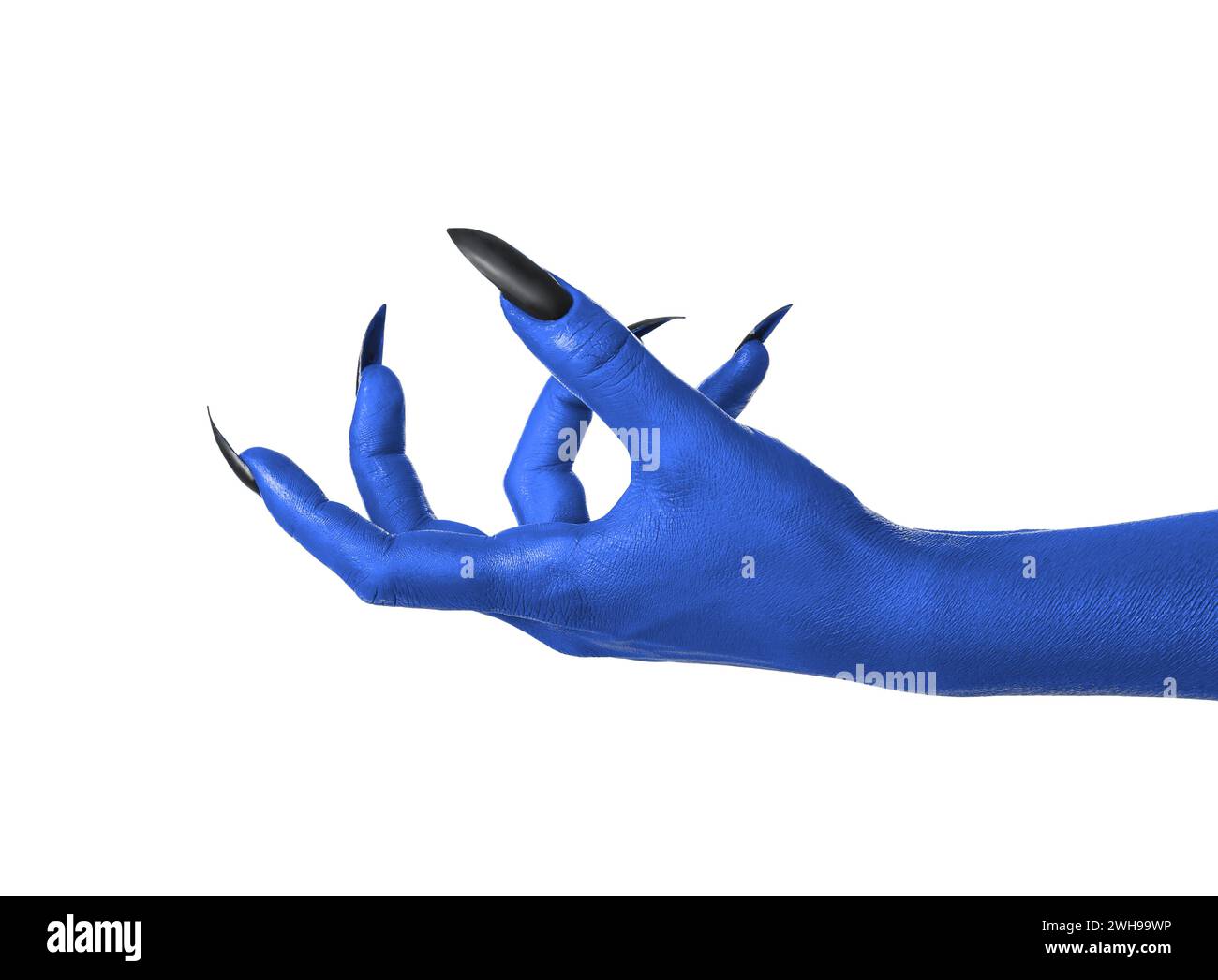 Creepy monster. Blue hand with claws isolated on white Stock Photo - Alamy