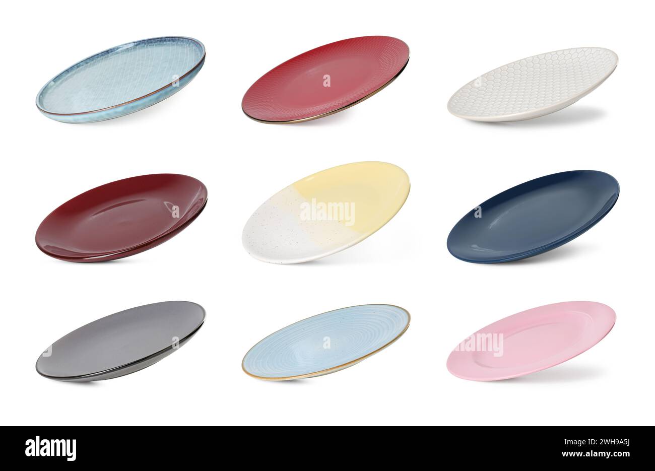 Different clean plates isolated on white, set Stock Photo - Alamy
