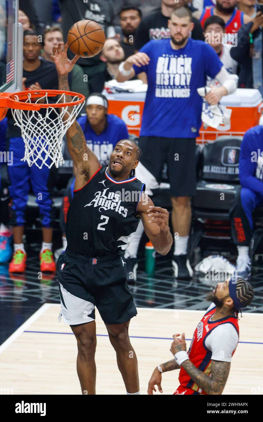 Los Angeles, USA. 7th Feb, 2024. Los Angeles Clippers' Kawhi Leonard (L ...