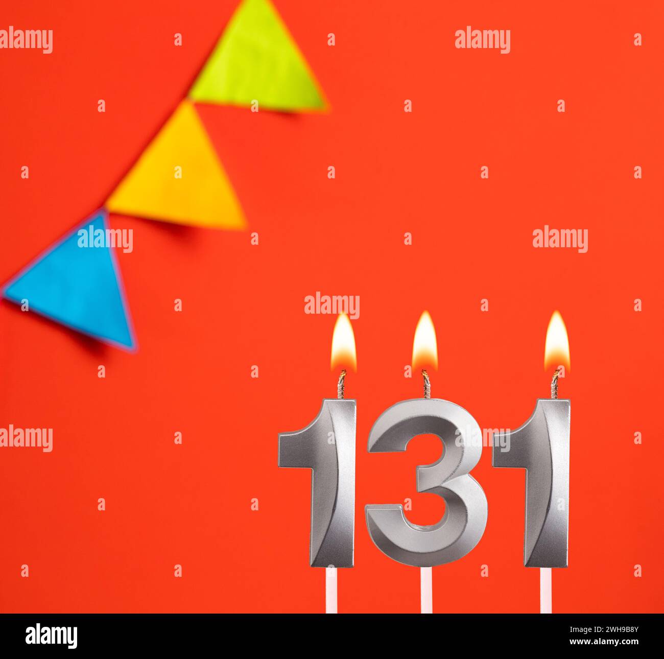 Birthday candle number 131 - Invitation card in red background Stock ...