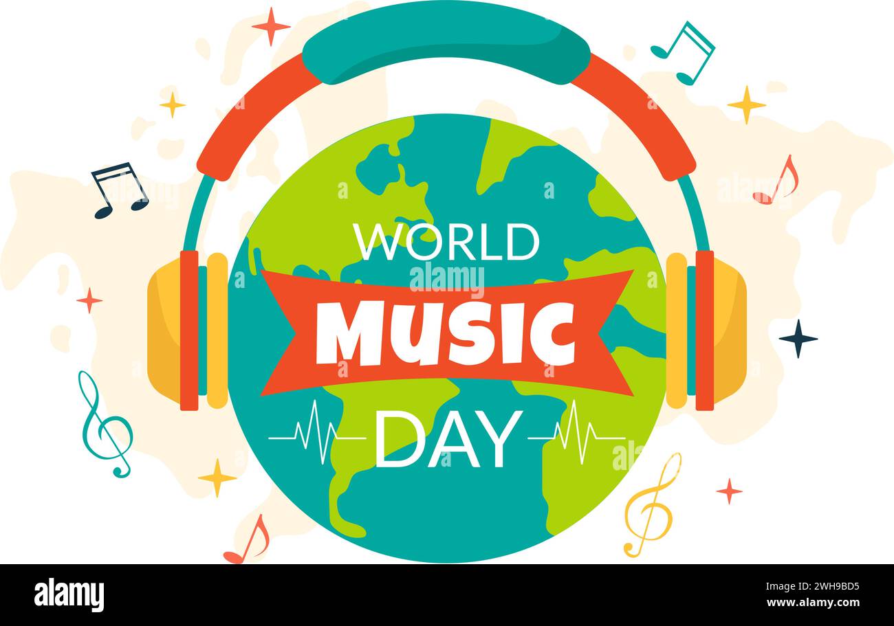 World Music Day Vector Illustration on 21 June with Various Musical ...