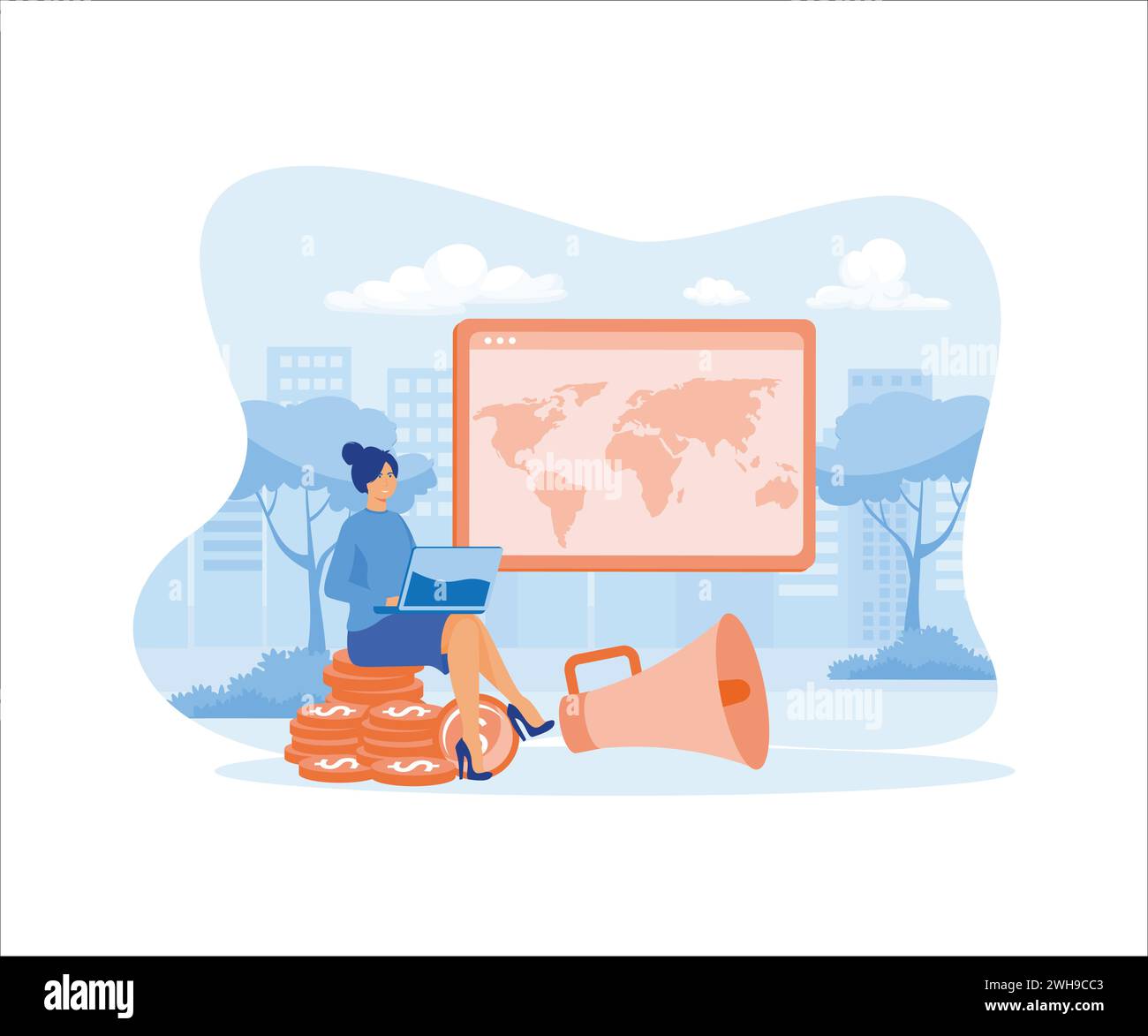 Business marketing, macro marketing metaphors. flat vector modern ...