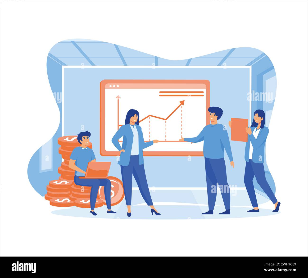 Marketing team. Professional marketers service, advertising business ...