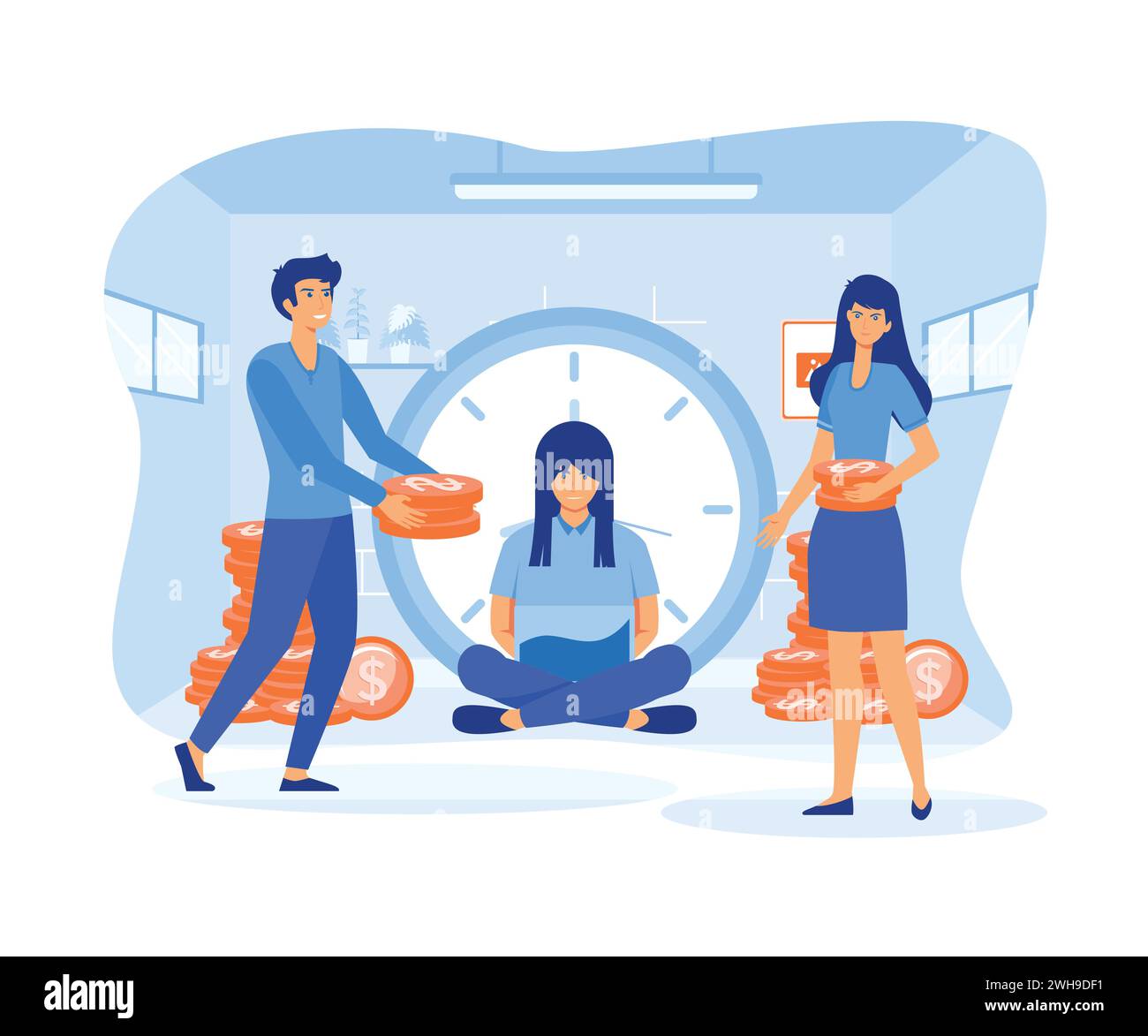 Man Sitting with Laptop, People Investing Money. E Business, Internet ...