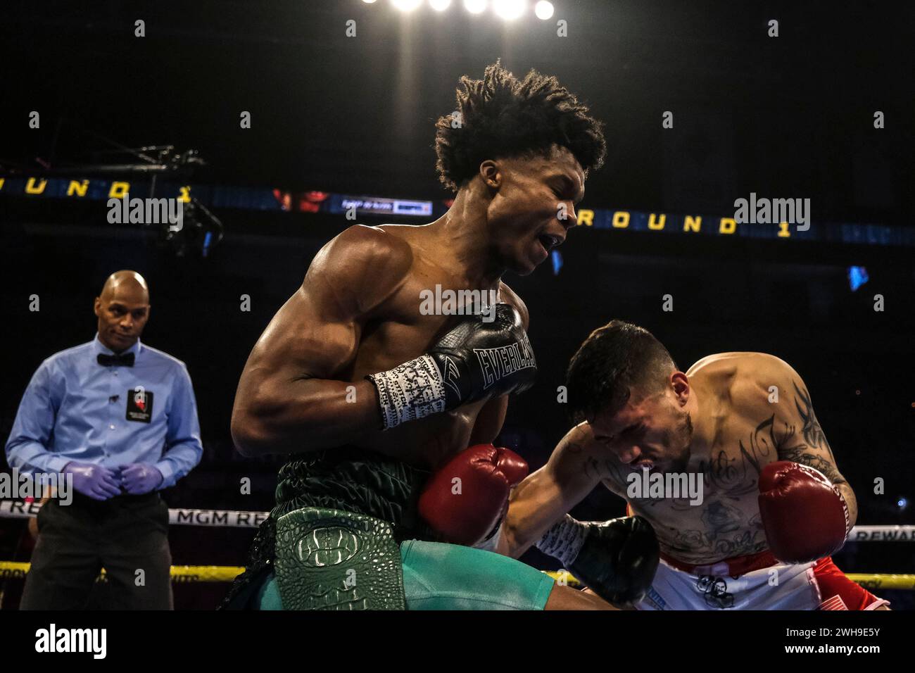 Las Vegas, Nevada, USA. 8th Feb, 2024. Action between Abdullah Mason ...