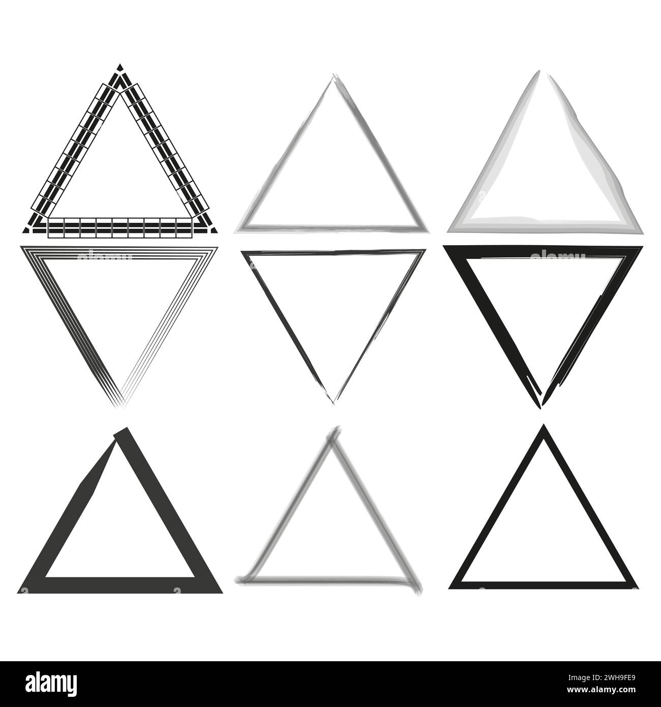 brush triangles. Concept art. Ink paint brush stain. Vector ...