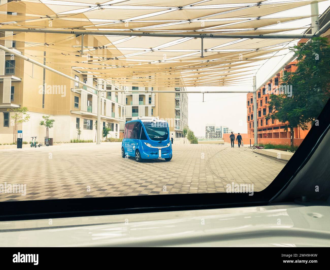 UAE, Abu Dhabi - 13th march, 2023: pov drive in Autonomous car in ...