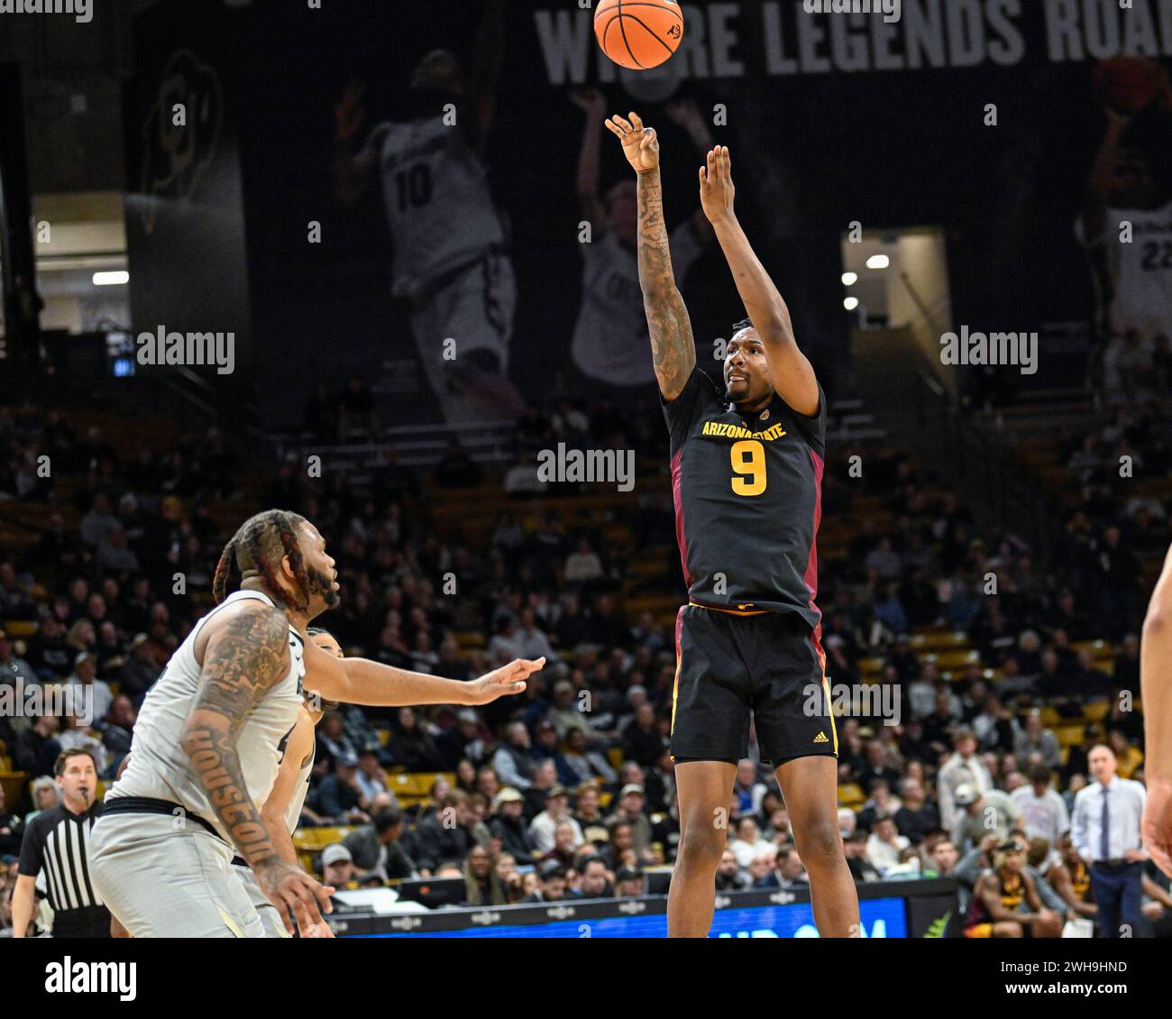 February 8, 2024: Arizona State Sun Devils center Shawn Phillips Jr. (9 ...
