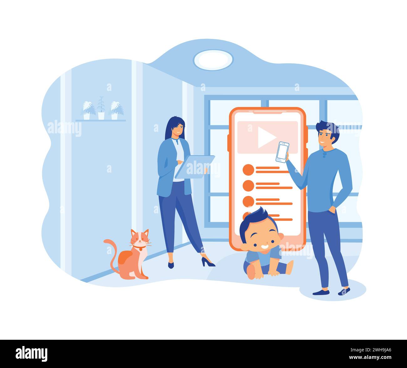 Digital overload abstract concept. Love and addiction to screens ...