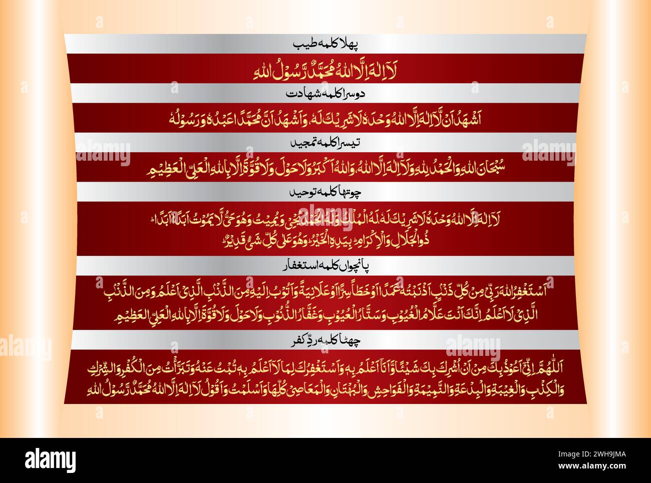 Six Kalmas. 1st Kalma Tayyab, 2nd Kalma Shahadat, 3rd Kalma Tamjeed ...