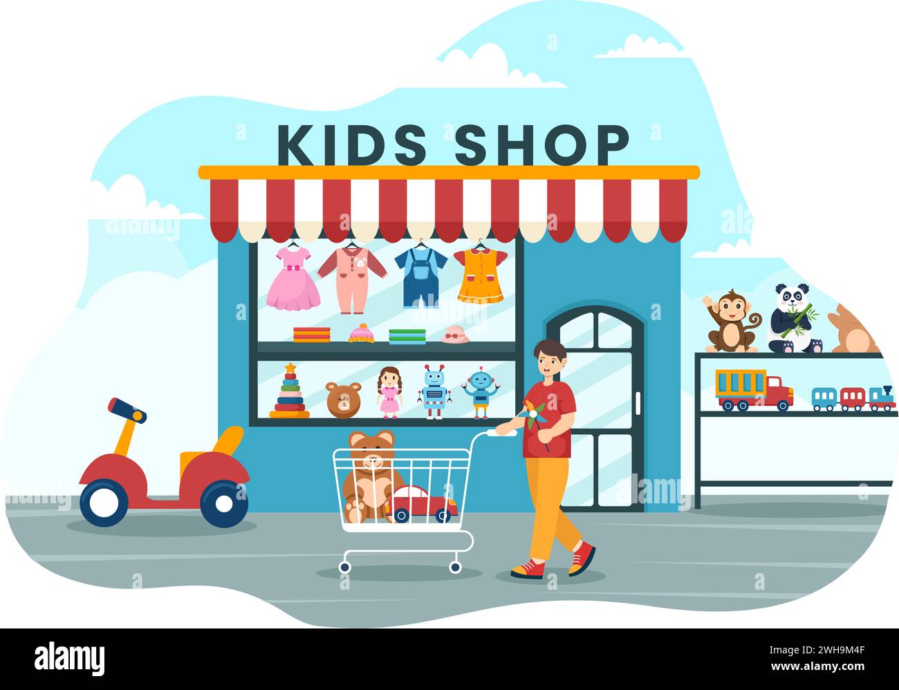 Supermarket shopper child trolley boy Stock Vector Images - Alamy