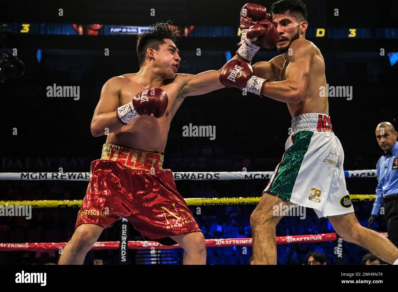 Las Vegas, Nevada, USA. 8th Feb, 2024. Action between George Acosta (17 ...