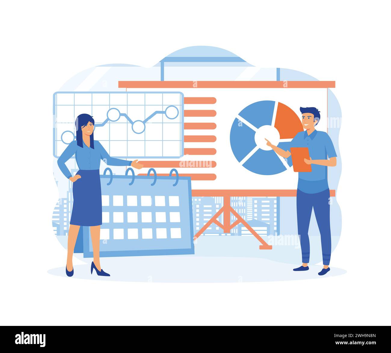 Audit concept. men and women analyzing business operations and business ...