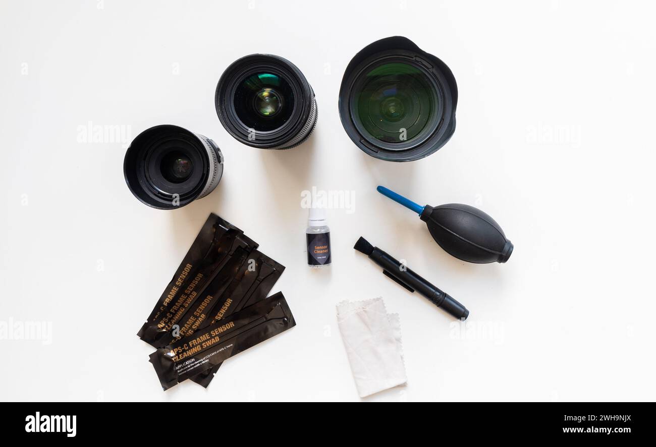 Dslr lenses, filters, swabs, sensor cleaner, air blower, microfiber and ...