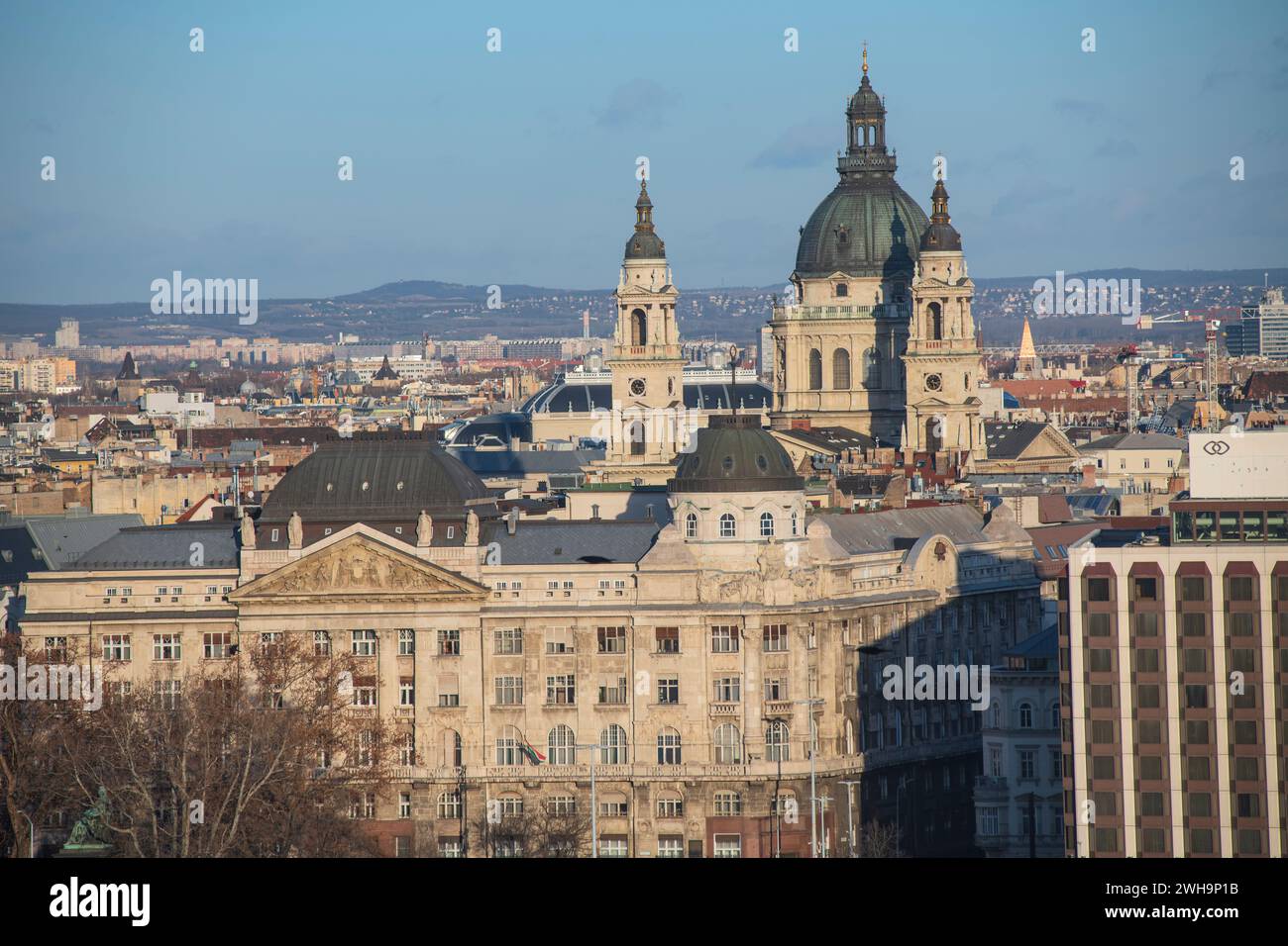 Budapest: panoramic view of the city with St Stephen Basilica. Hungary ...