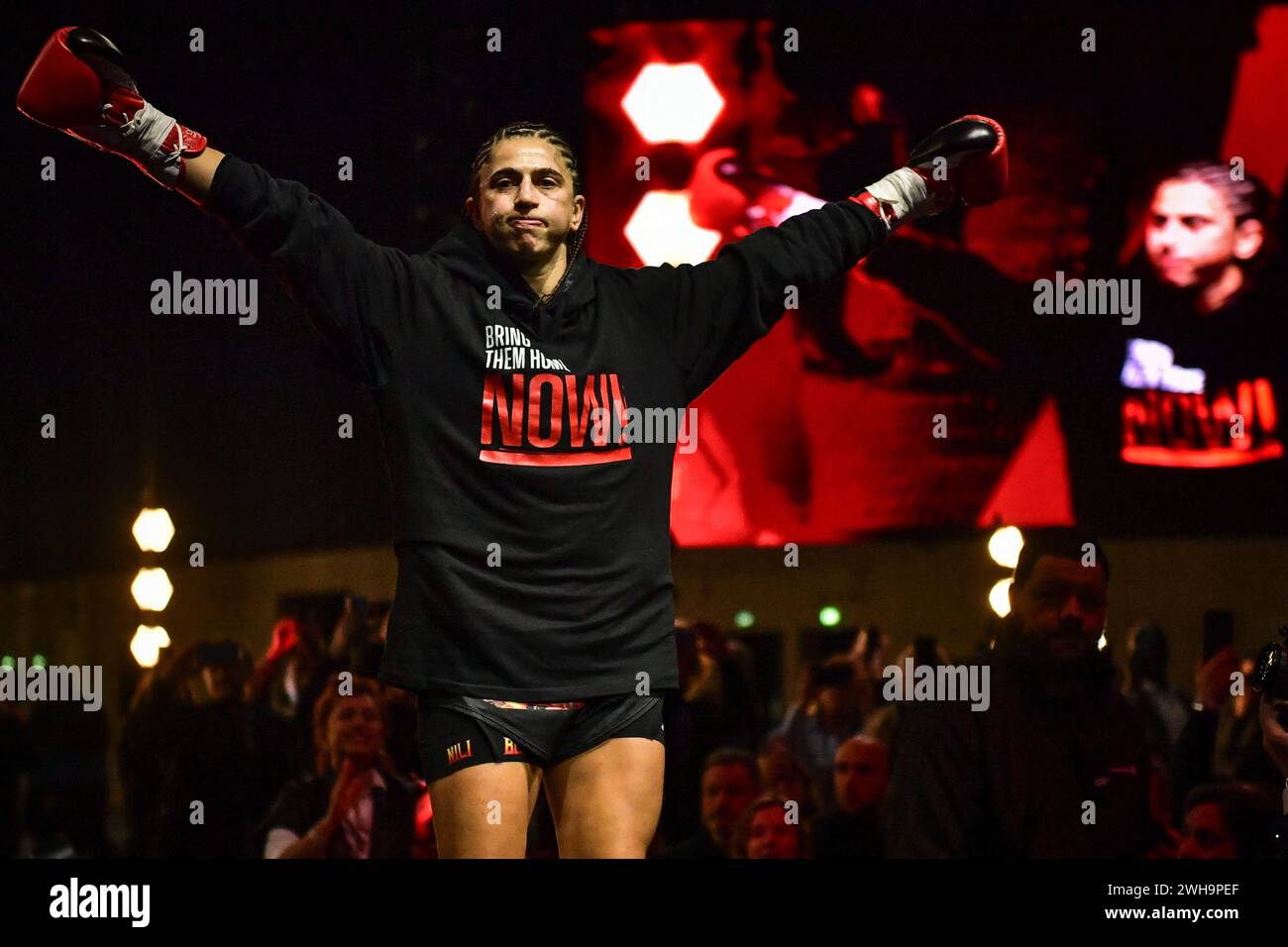 Paris, France. 08th Feb, 2024. Israeli fighter Nili Block enters the ...