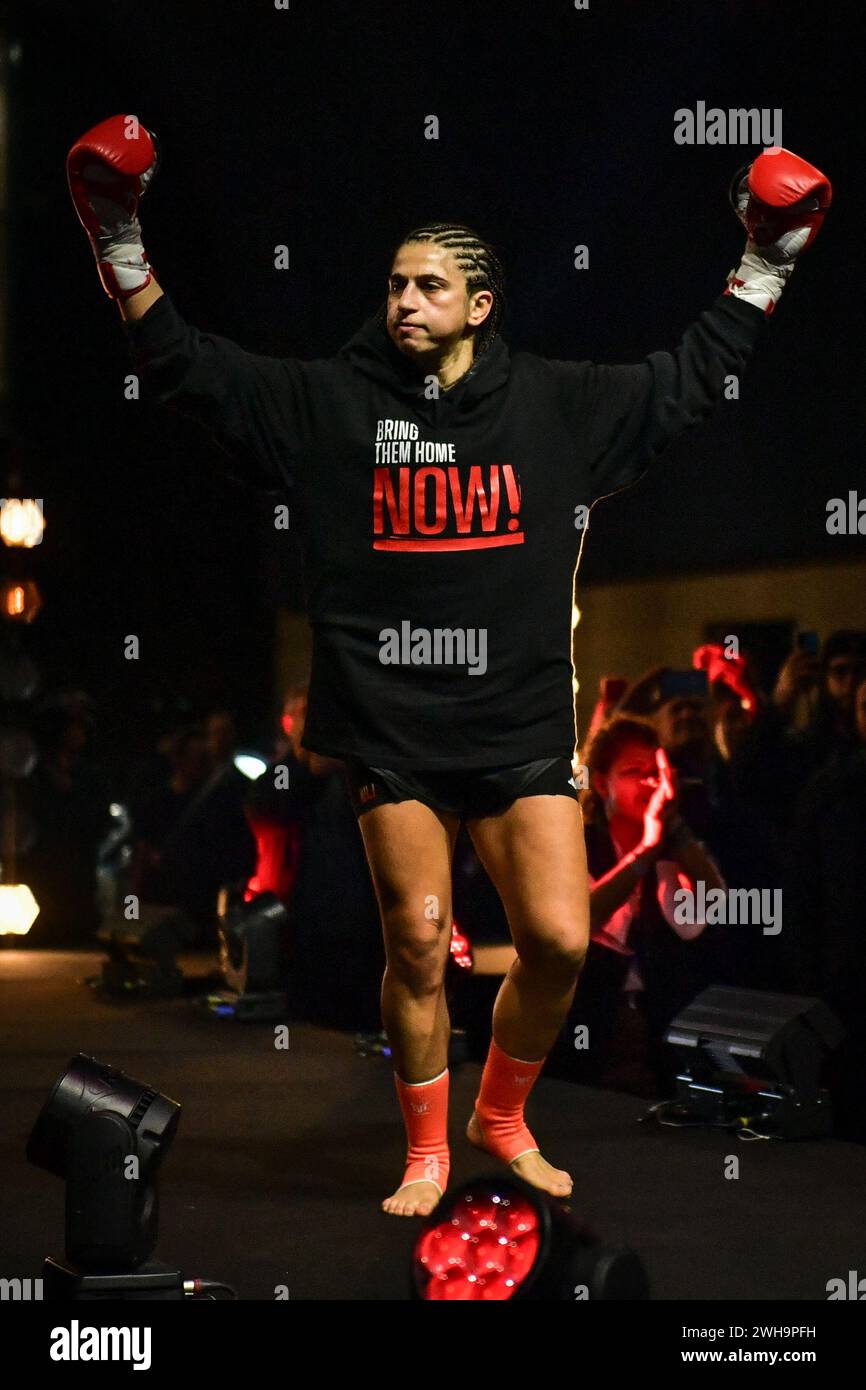 Paris, France. 08th Feb, 2024. Israeli fighter Nili Block enters the ...