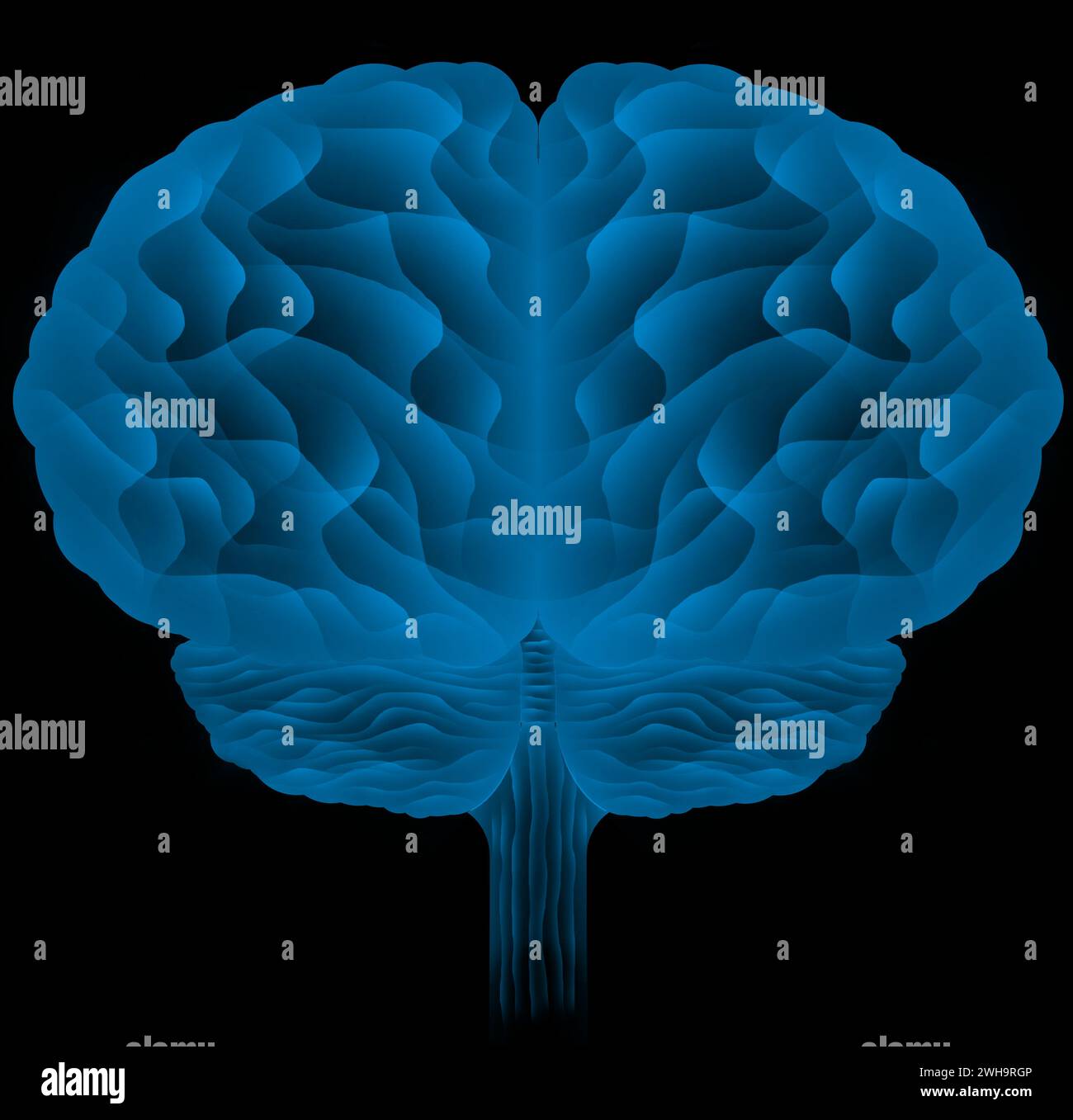 brain human blue glow futuristic hologram or holographic design, artificial intelligence concept ...