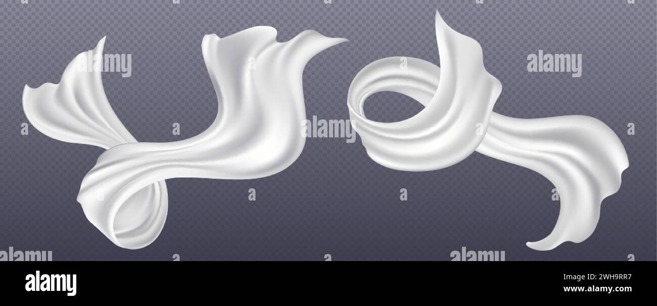 White silk ribbons set isolated on transparent background. Vector ...