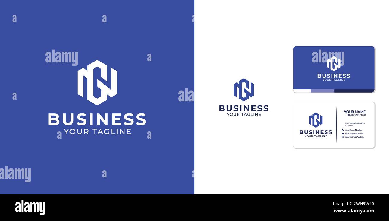 Modern letter NG, strong monogram letter ng logo design, gn logo vector ...