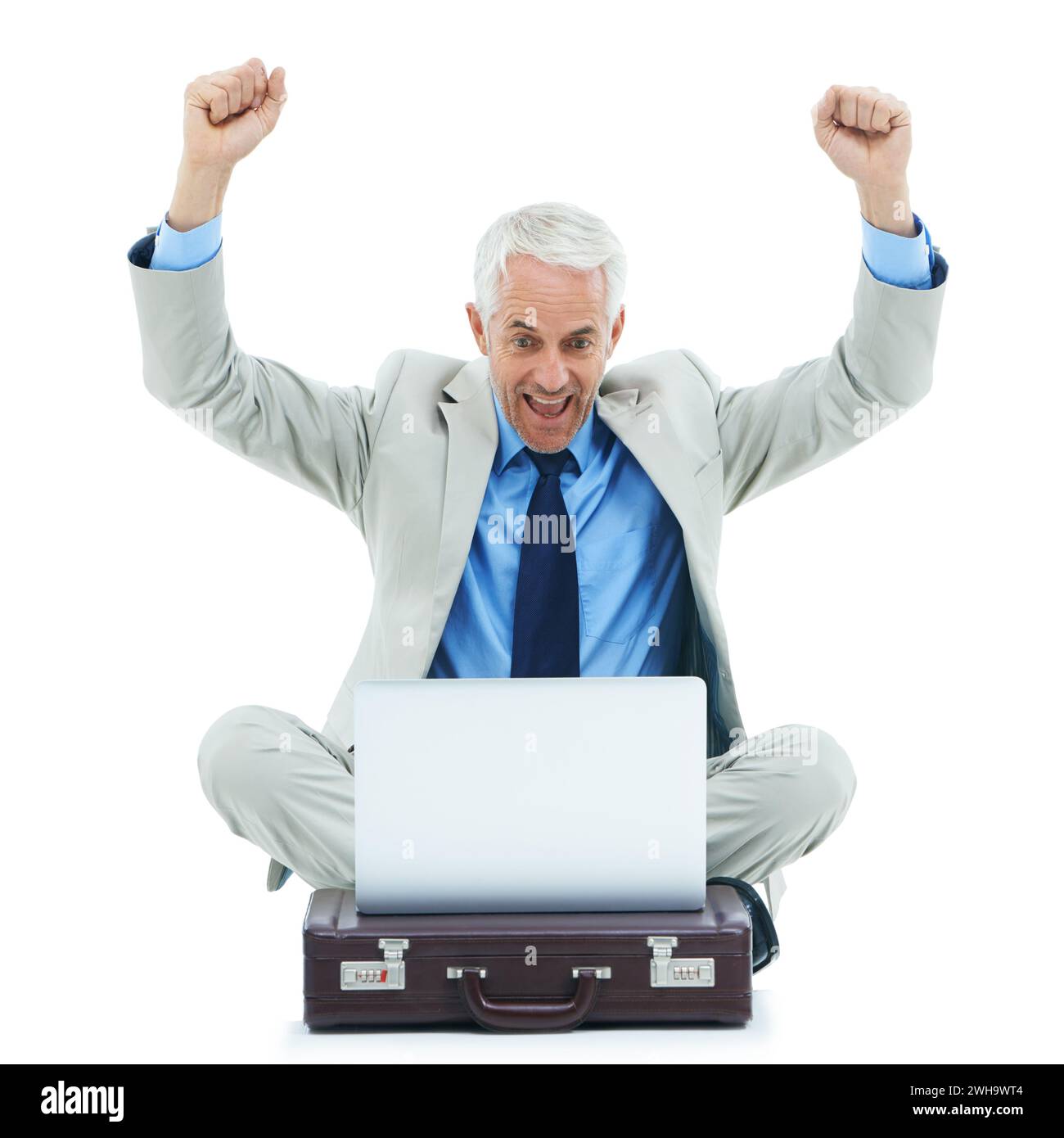 African man laptop celebrating success Cut Out Stock Images & Pictures ...