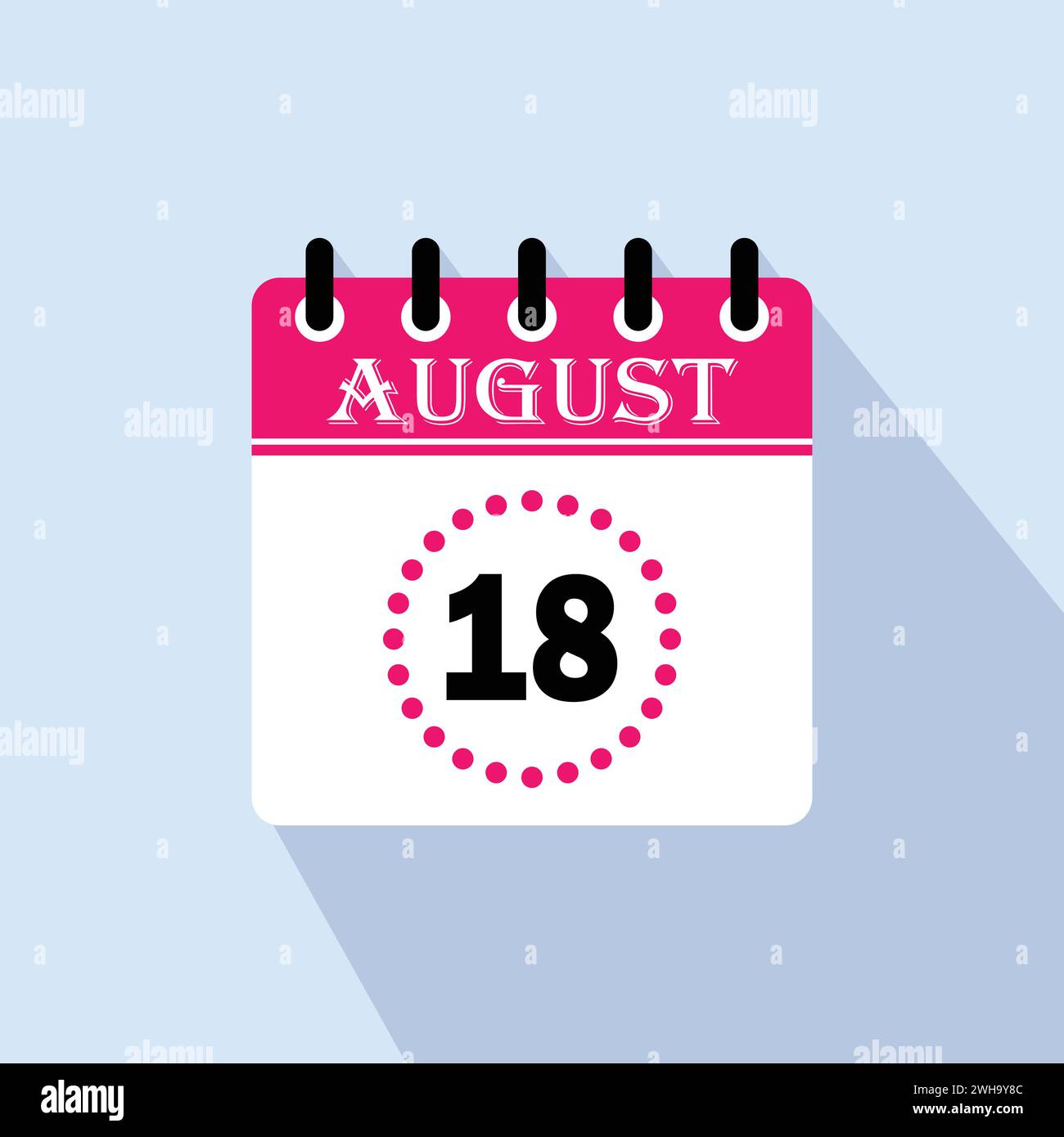 Icon calendar day - 18 August. 18th days of the month, vector illustration Stock Vector Image ...
